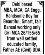Sample Matrimonial Ads | Newspaper Matrimonial Ads in India ...